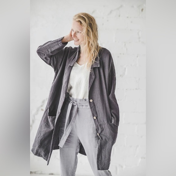 Flax | Jackets & Coats | Flax Green Oversized Linen Blazer Large | Poshmark